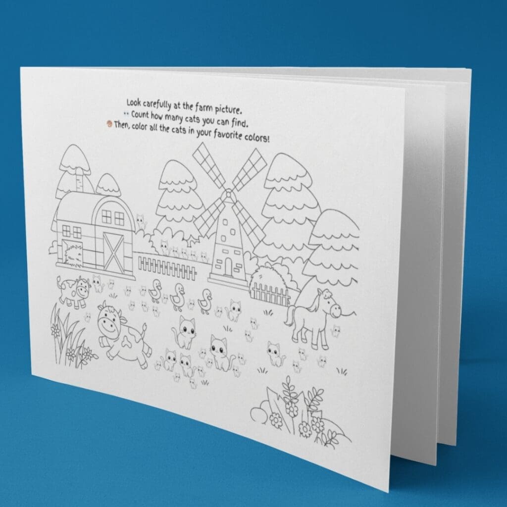 Count and Color Farm Cats Activity Sheet – Sharekkna Online