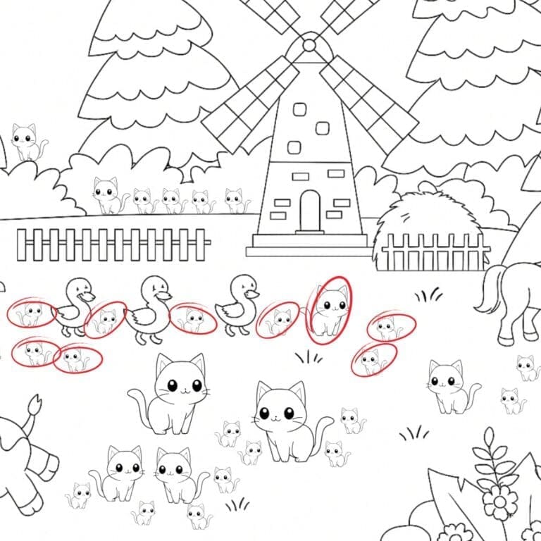 Count and Color Farm Cats Activity Sheet – Sharekkna Online